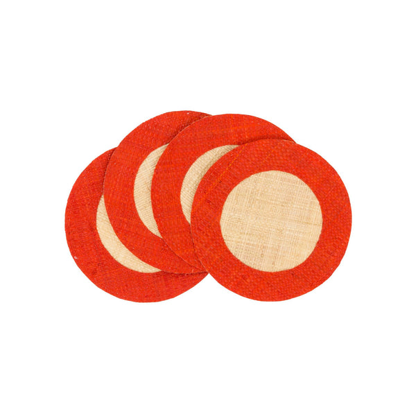 The Raffia Coaster Set in Coral or Green of 4 by Pomegranate – The ...